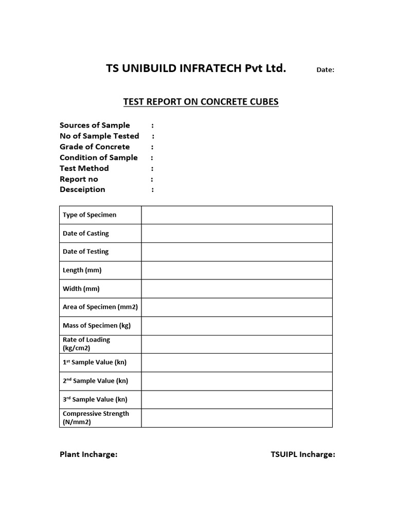 Concrete Cube Test Report Summary | PDF
