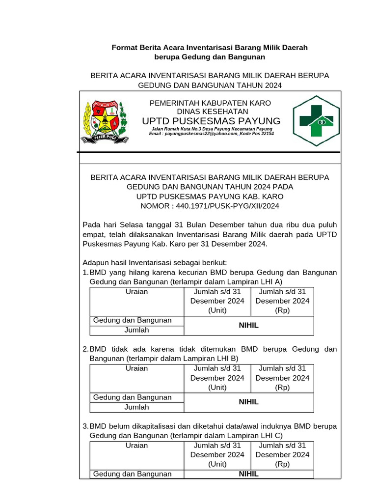 Kib C Berita Acara Inventarisasi | PDF