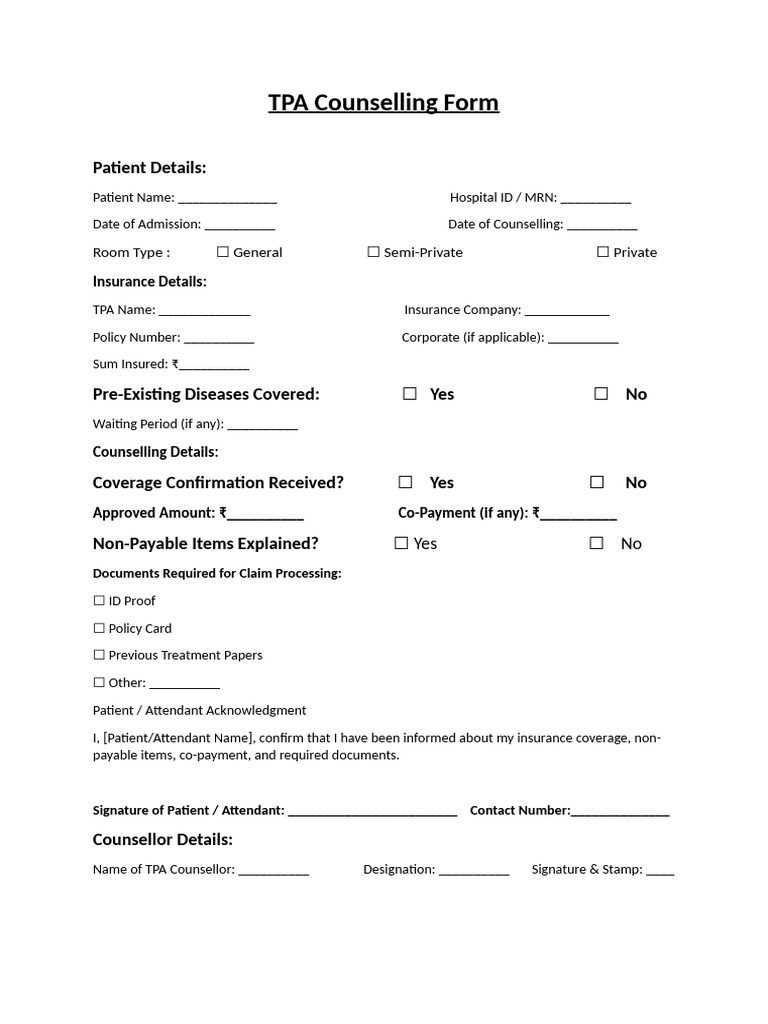TPA CONSELLING FORM | PDF