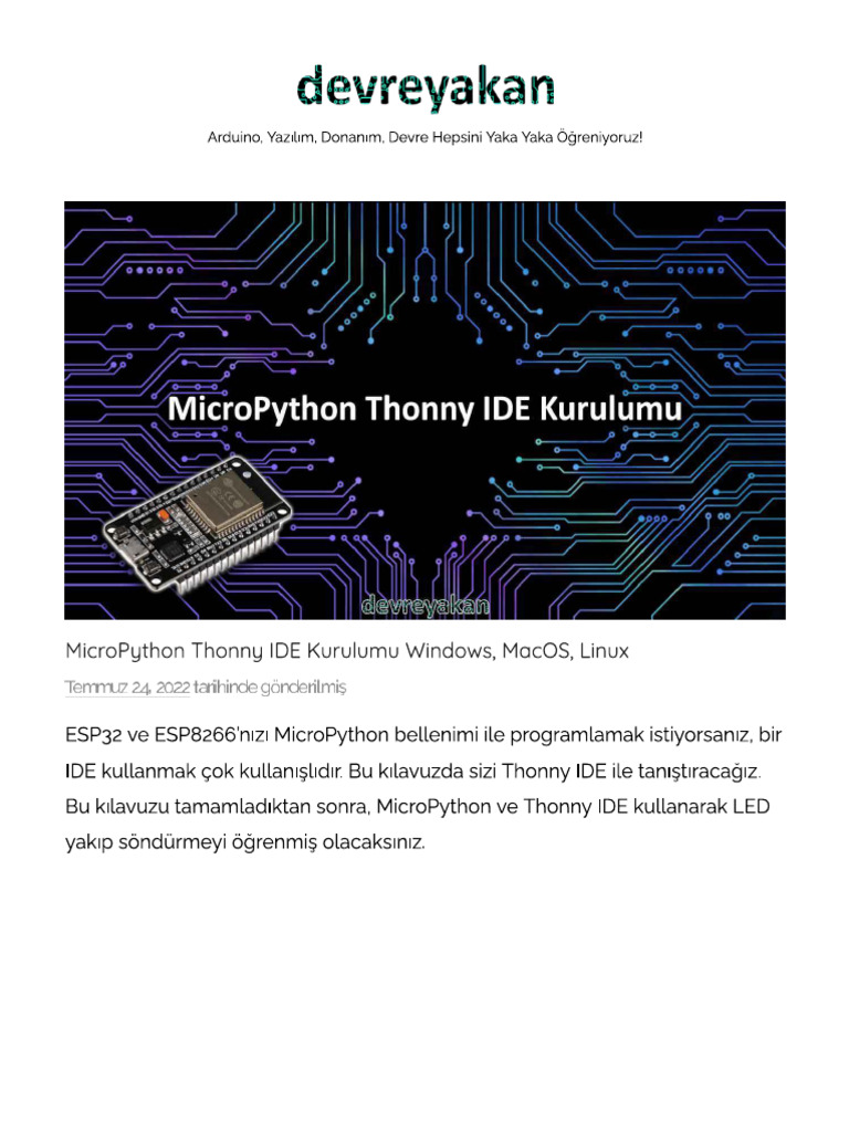 MicroPython Thonny IDE Kurulumu | PDF