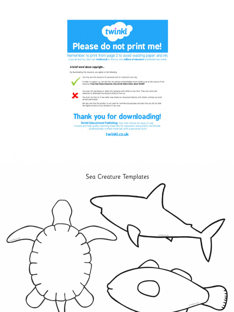 T T 19384 Sea Creature Templates | PDF