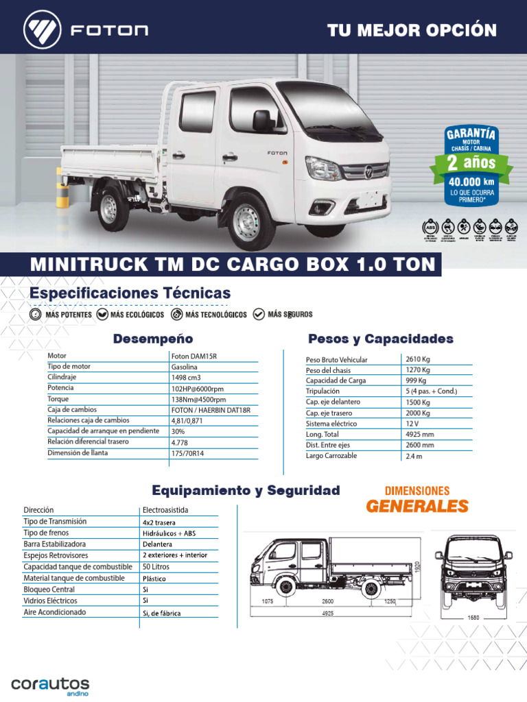 05e0909d46398ad6 Ficha Tecnica Minitruck TM DC Cargo Box 10 Ton Set24 | PDF
