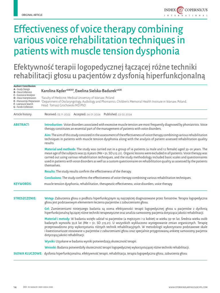 Effectiveness of Voice Therapy Combining Various Voice Rehabilitation ...