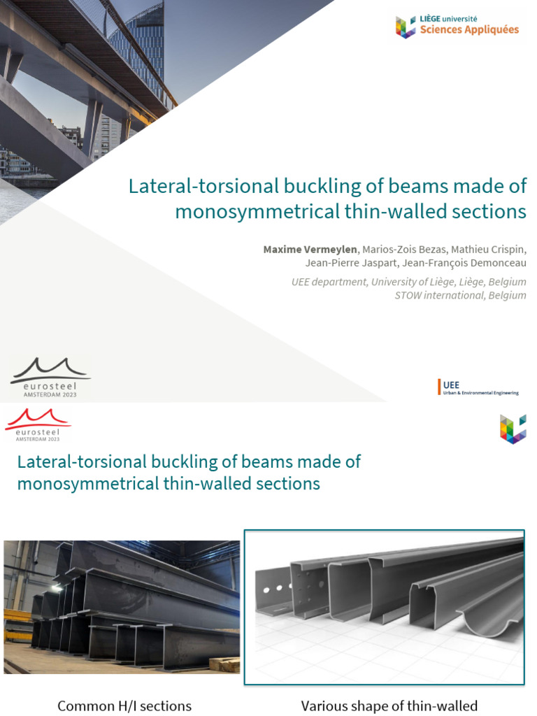 LTB of Monosymmetrical CFS | PDF | Bending | Beam (Structure)