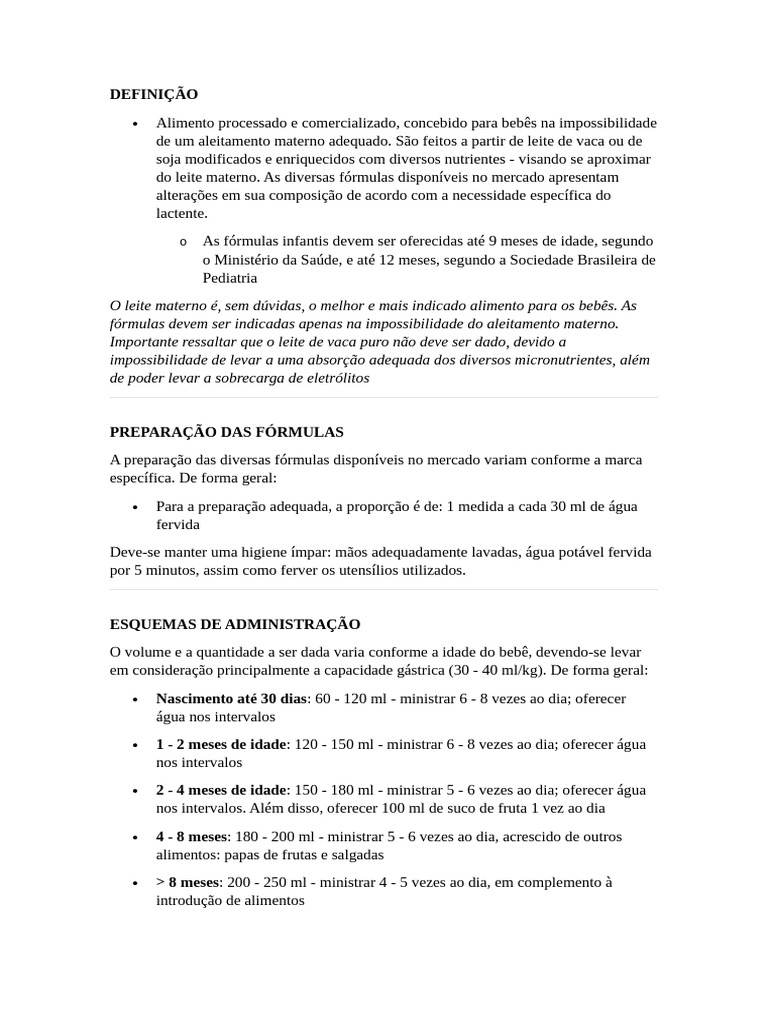 Fórmulas infantis + Suplementação vit e min | PDF | Amamentação | Leite