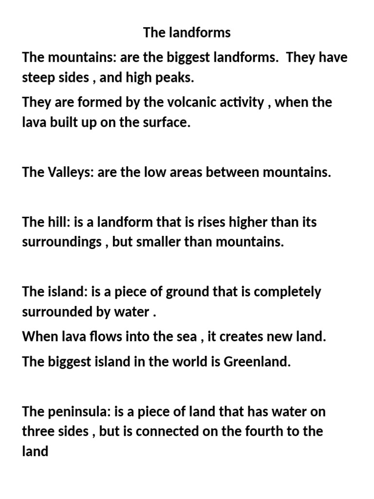 The Landforms Studing Sheet | PDF