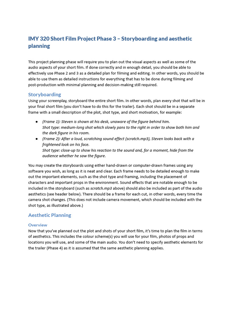 Phase 3 Storyboard and Aesthetic Planning | PDF