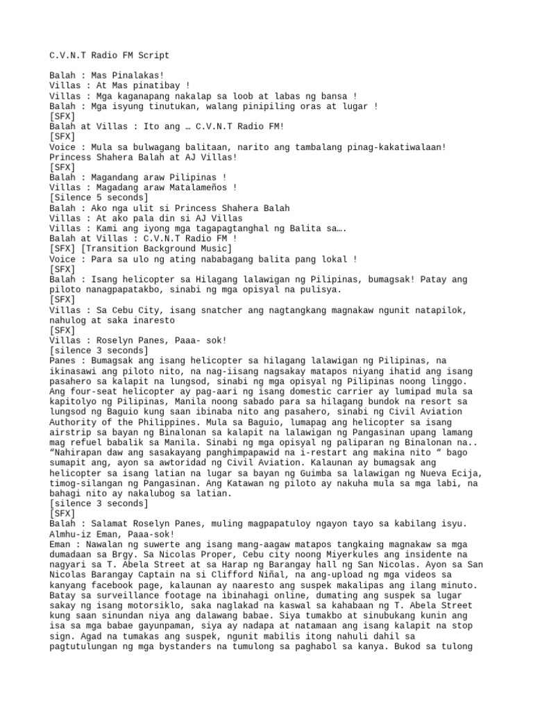 SCRIPT-Filipino 8 Broadcast | PDF