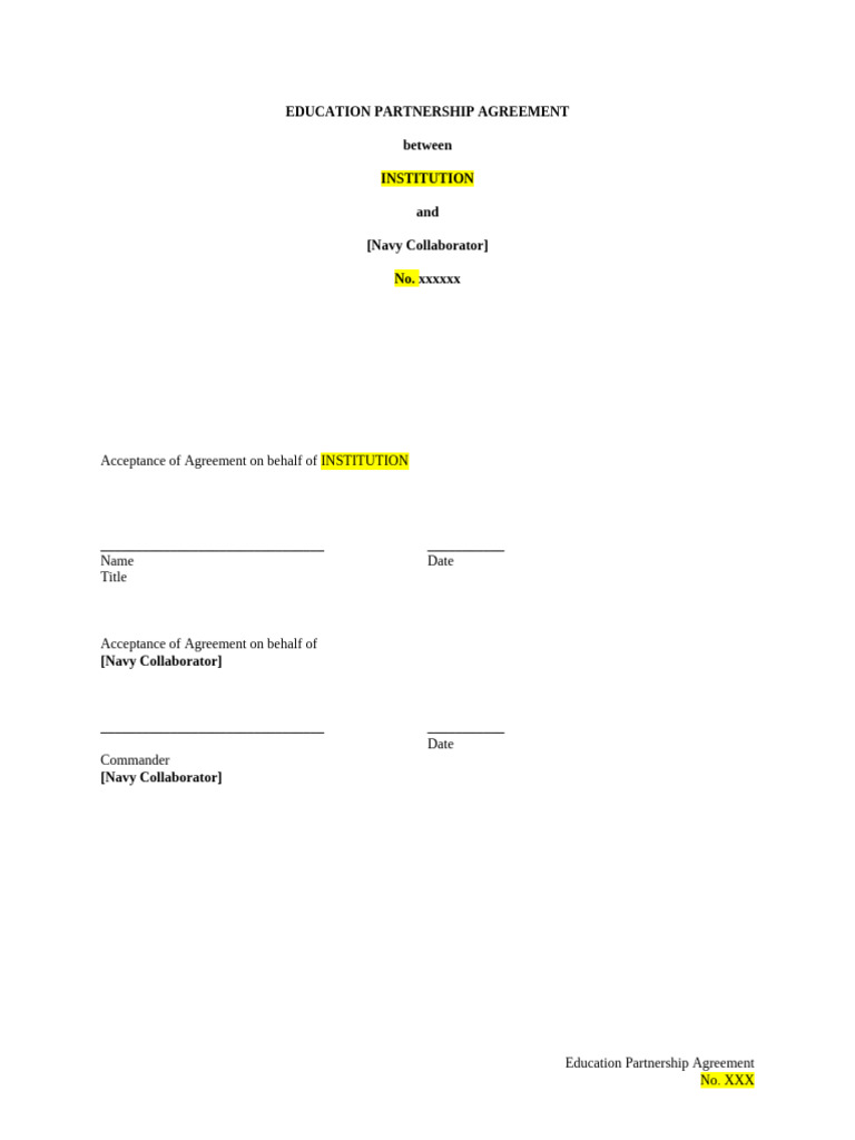 Education Partnership Agreement Example One | PDF | Trade Secret ...