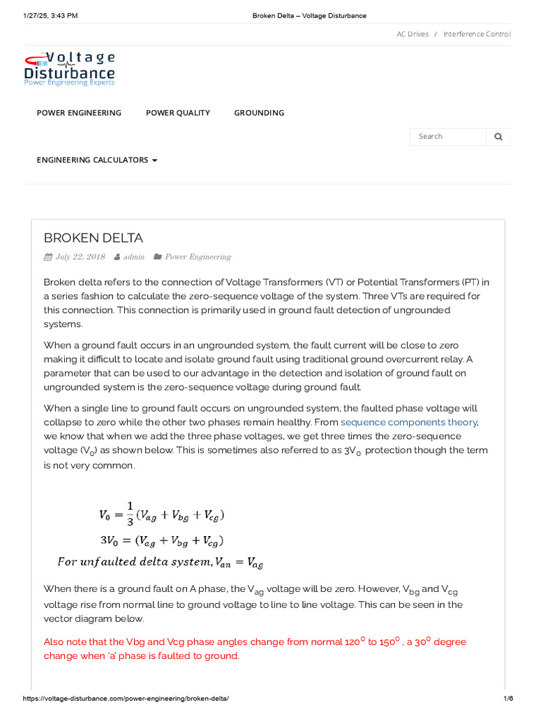 Broken Delta - Voltage Disturbance | PDF | Transformer | Power Engineering