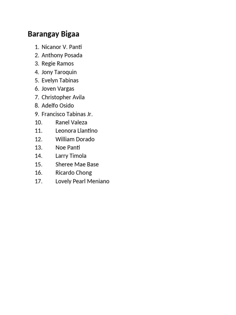 Barangay Bigaa | PDF