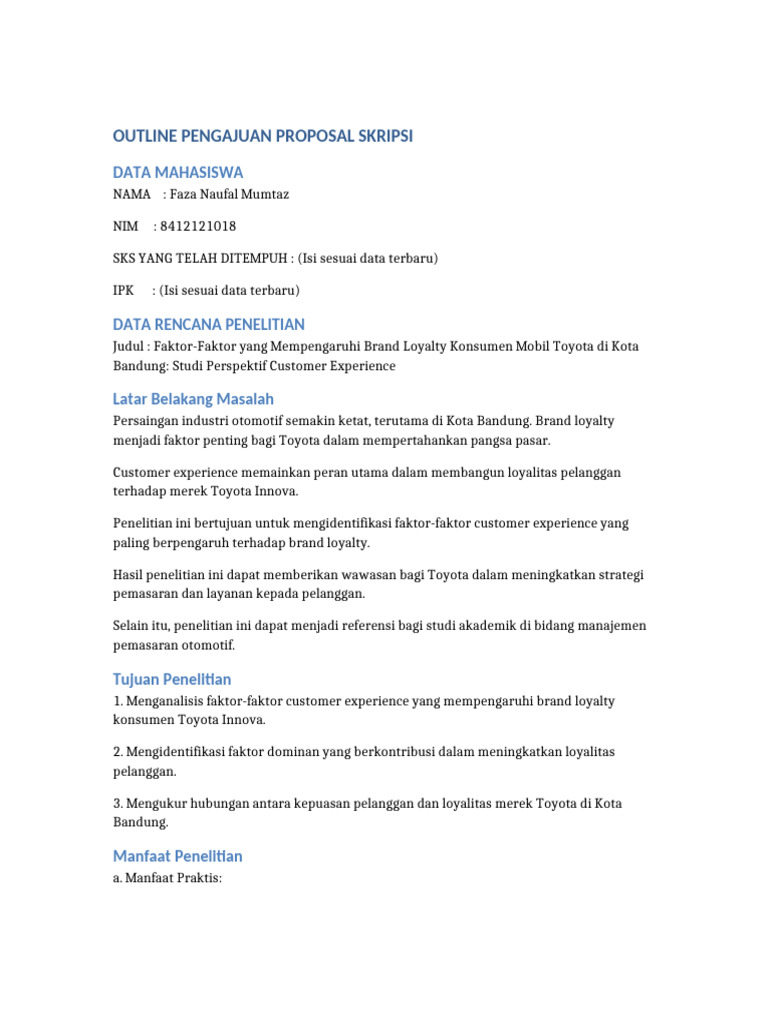 Outline Proposal Skripsi Final | PDF