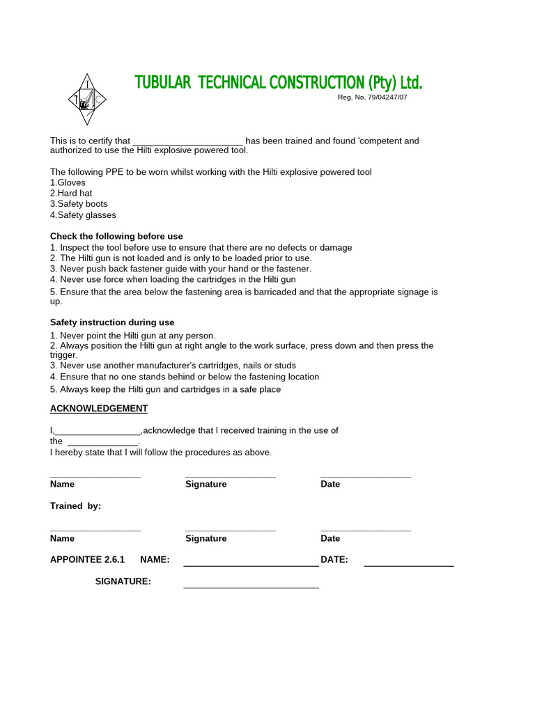 Training For Hilti Gun | PDF