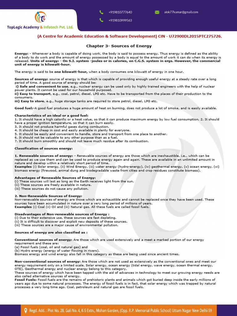 Renewable Source of Energy - TopLogic Notes | PDF | Biogas | Energy ...