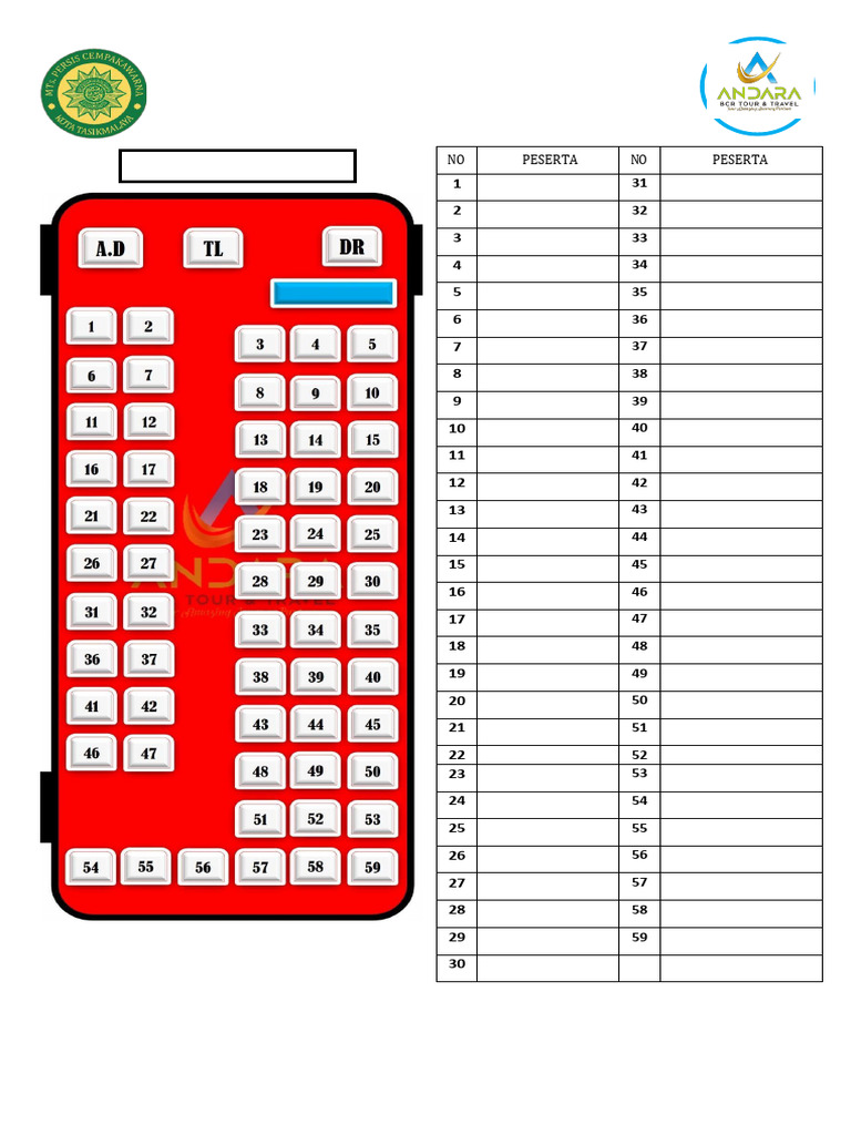 DENAH BUS SEAT 59 MTS CEMPAKA (1) 20240514 - 145844 | PDF