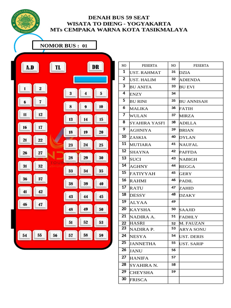 DENAH BUS SEAT 59 MTS CEMPAKA (1) 20240514 - 145844 | PDF