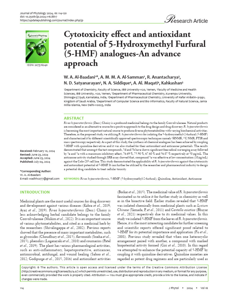 Cytotoxicity Effect and Antioxidant Potential of 5 | PDF | Proton ...