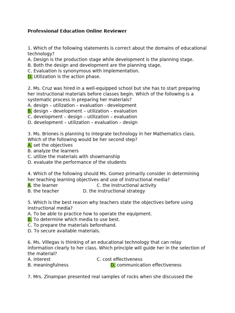 Educational Technology Quiz Guide | PDF | Educational Technology | Learning