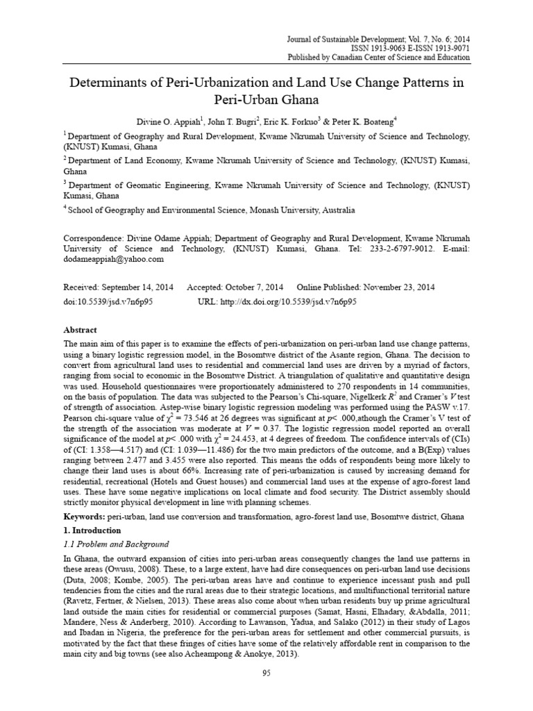 Determinants of Peri-Urbanization and Land Use Change Patterns Peri ...