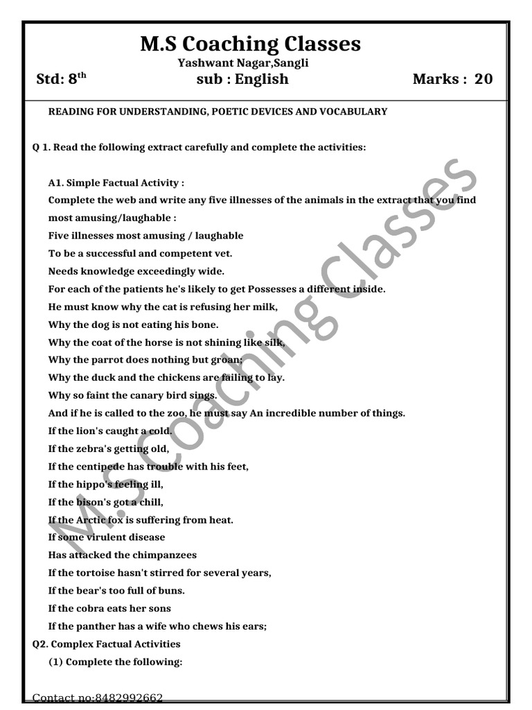 M.S Coaching Classes 8th 28.01.2024 | PDF
