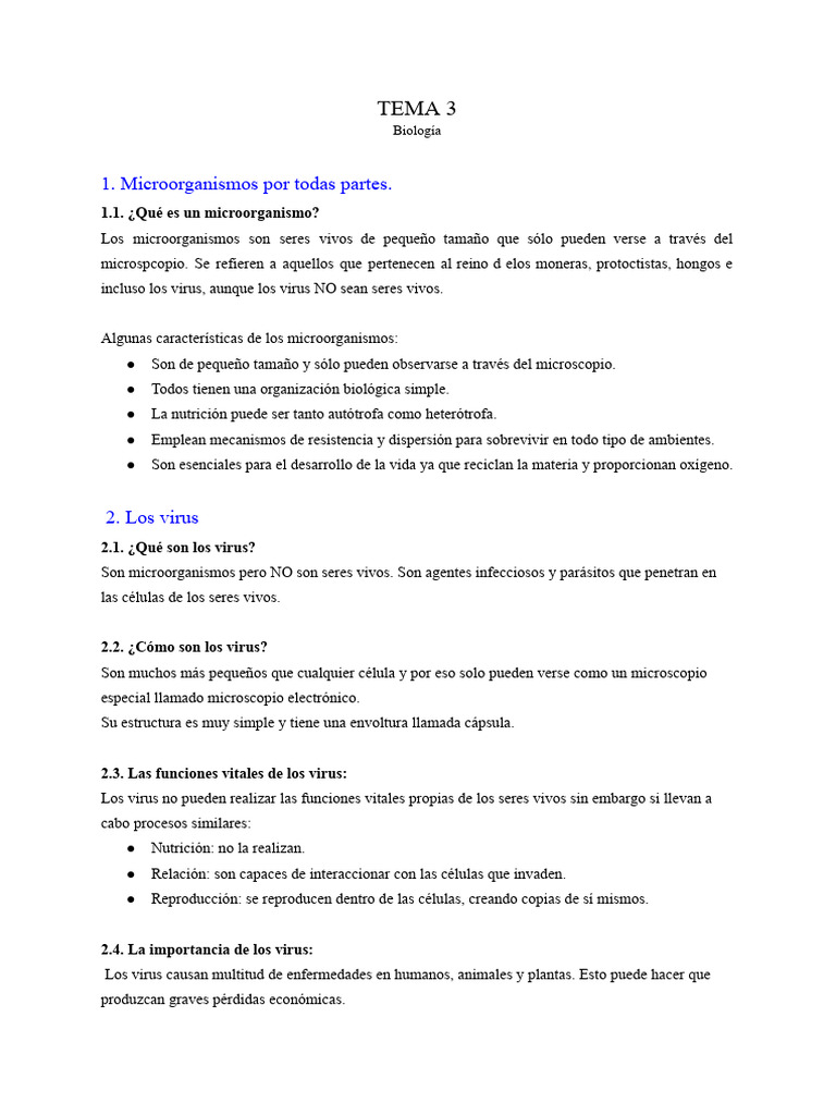 Biología Tema 3-2 | PDF | Microorganismo | Virus