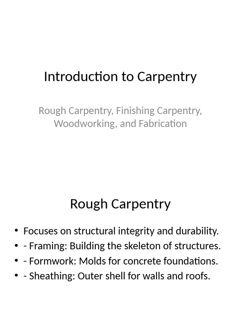 Introduction To Carpentry | PDF