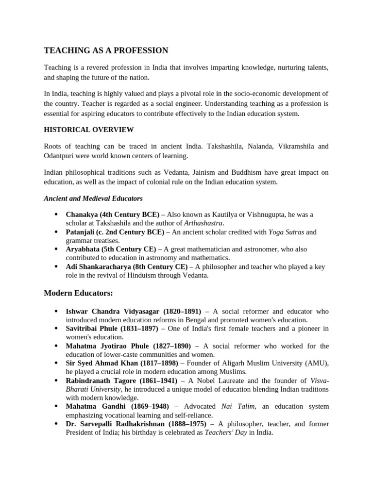 Teaching As A Profession | PDF | Teachers
