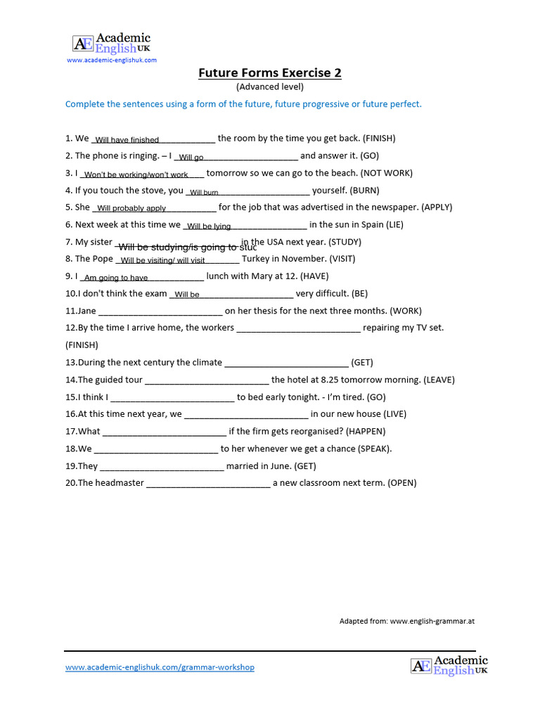 Future-Tenses-exercise (1) | PDF