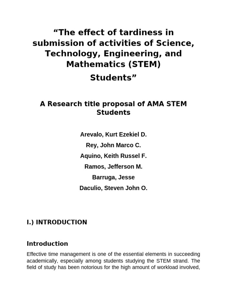 The Effect of Tardiness in Submission of Activities of STE1 | PDF ...