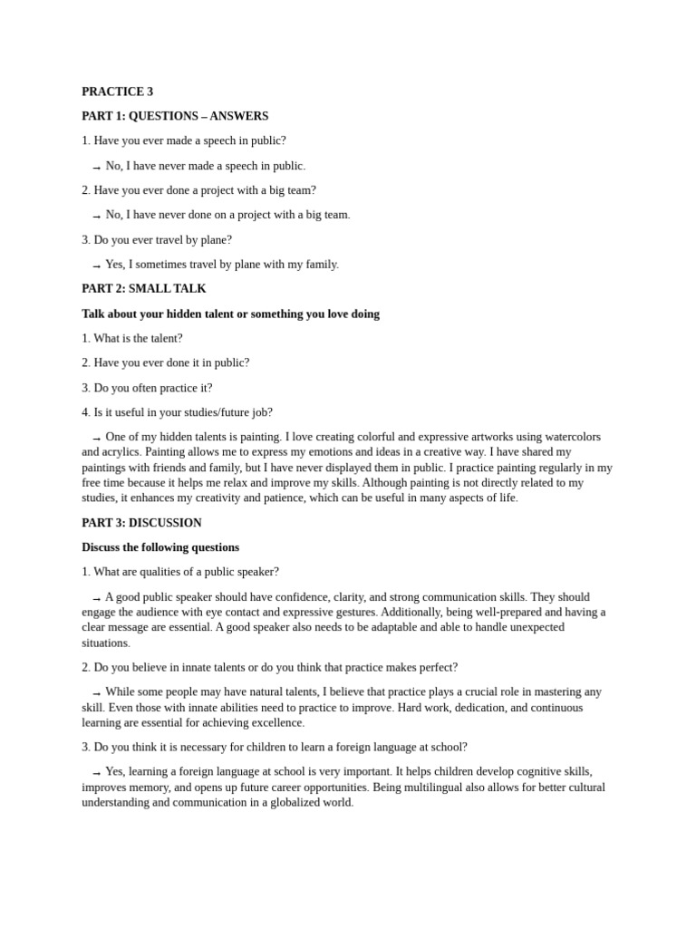 Public Speaking and Hidden Talents Guide | PDF