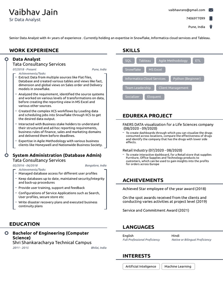 Vaibhav's+Resume R178824 | PDF | Databases | Cloud Computing