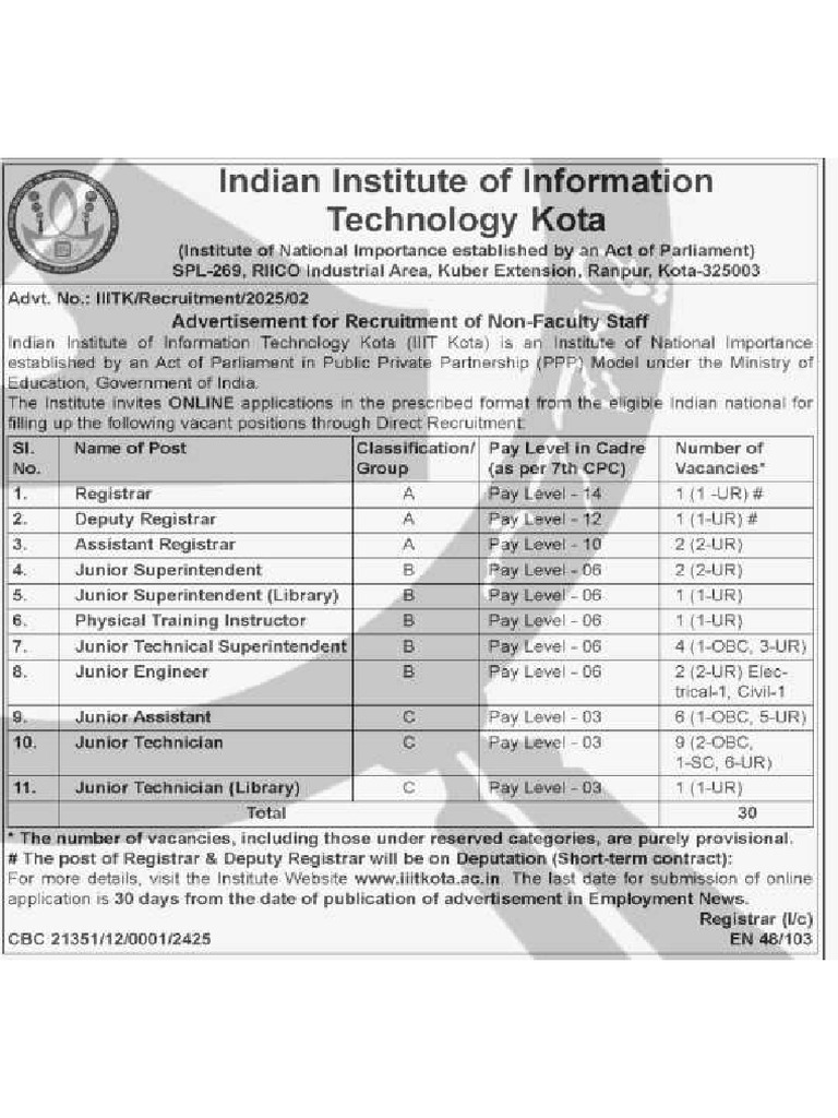 notification-for-iiit-kota-various-posts-67c2881bc346b6406803 | PDF