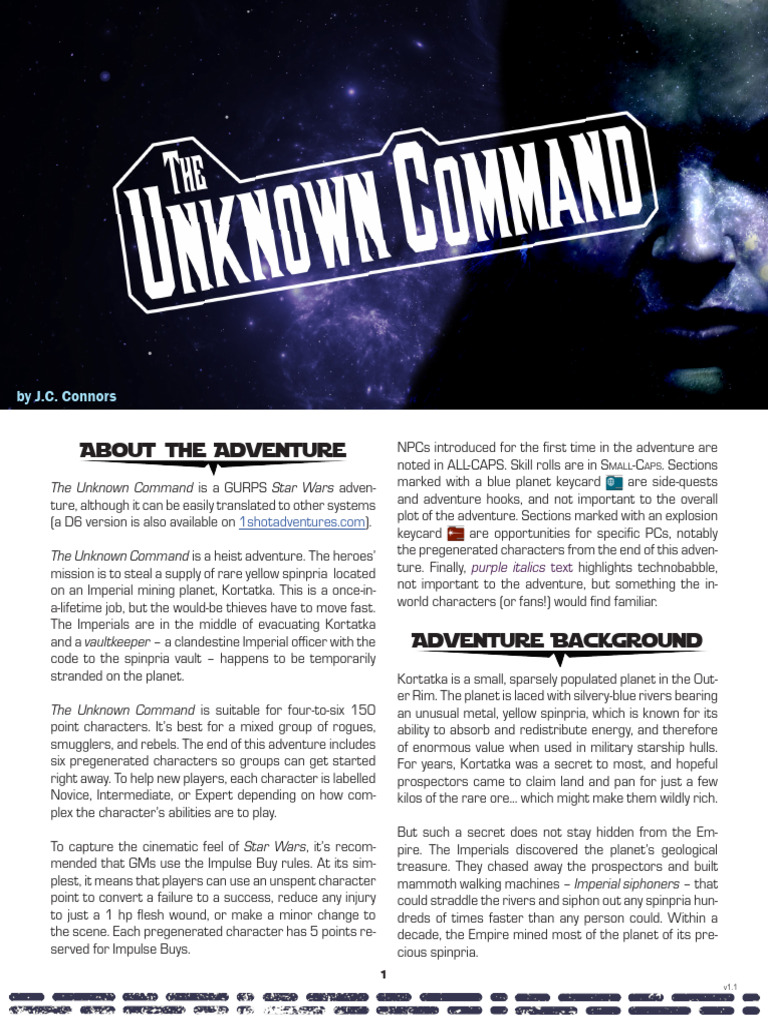 Star Wars The Unknown Command GURPS | PDF | Auction