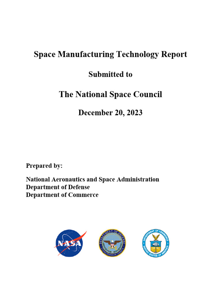 Space Manufacturing Technology Report | PDF | Workforce Development ...