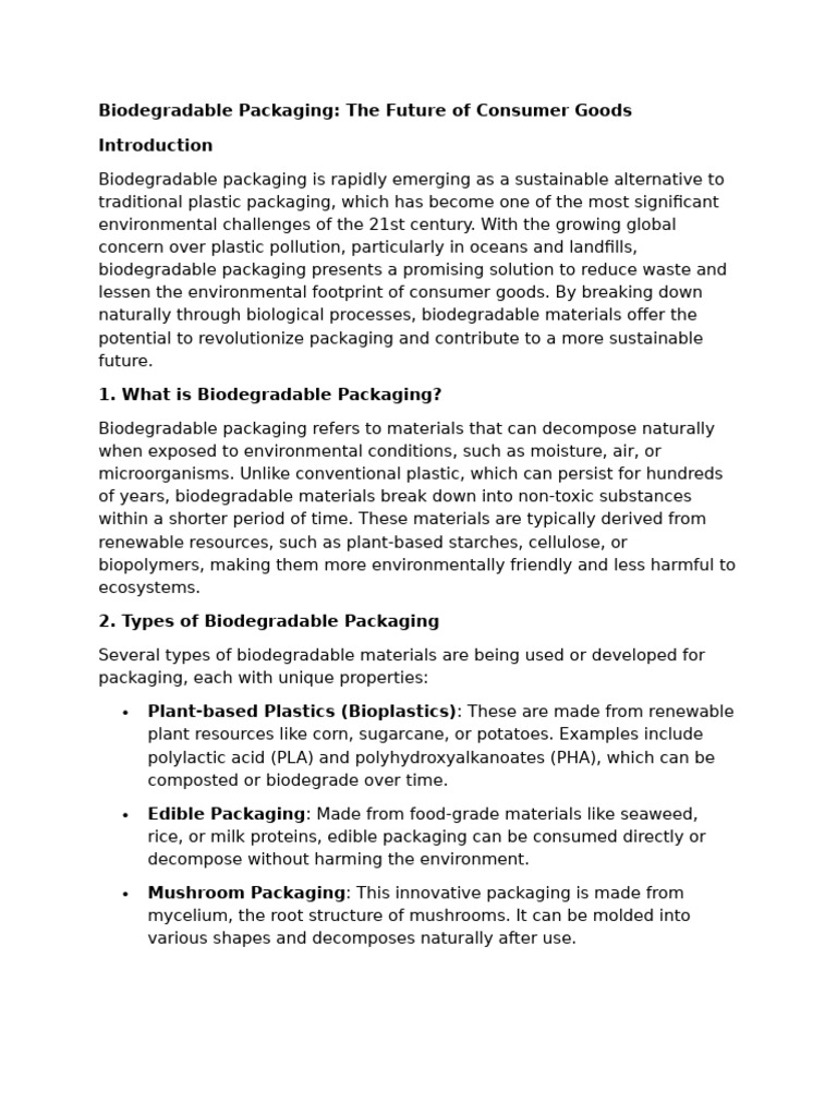 Biodegradable Packaging | PDF | Biodegradation | Waste Management