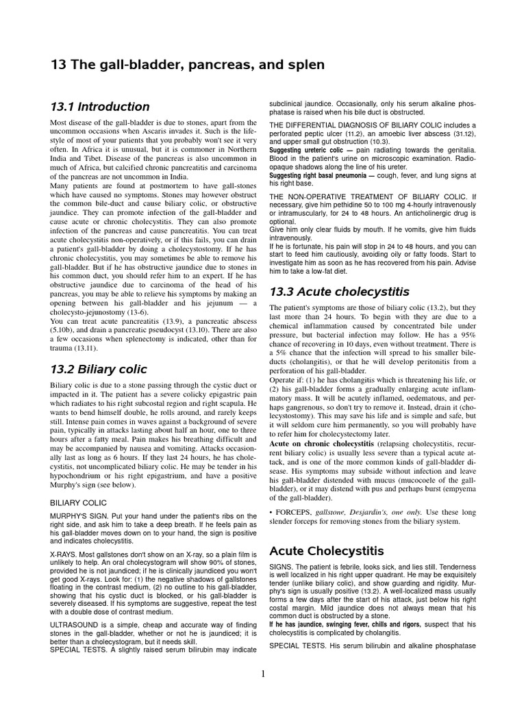 ch-13 The Gall Bladder, Pancrease and Spleen - 092456 | PDF | Gallbladder | Liver