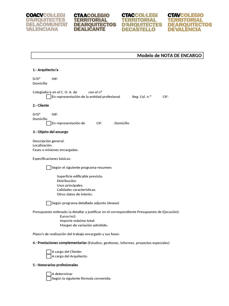 Formulario Nota de Encargo | PDF