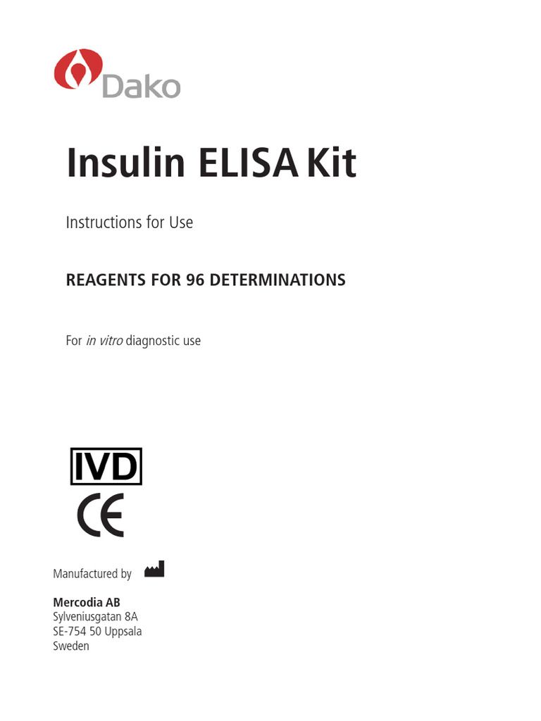 D37111 - IFU Insulin ELISA Kit ENG Vers 31-3192 1.0 | PDF | Insulin | Elisa