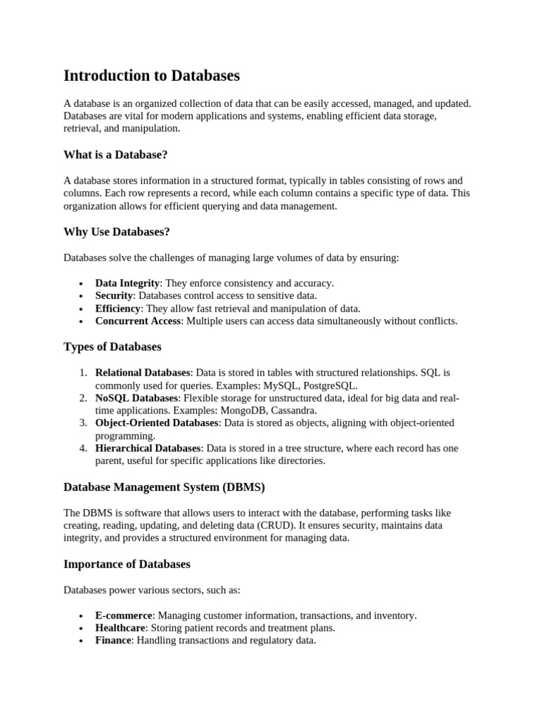 Introduction To Databases | PDF
