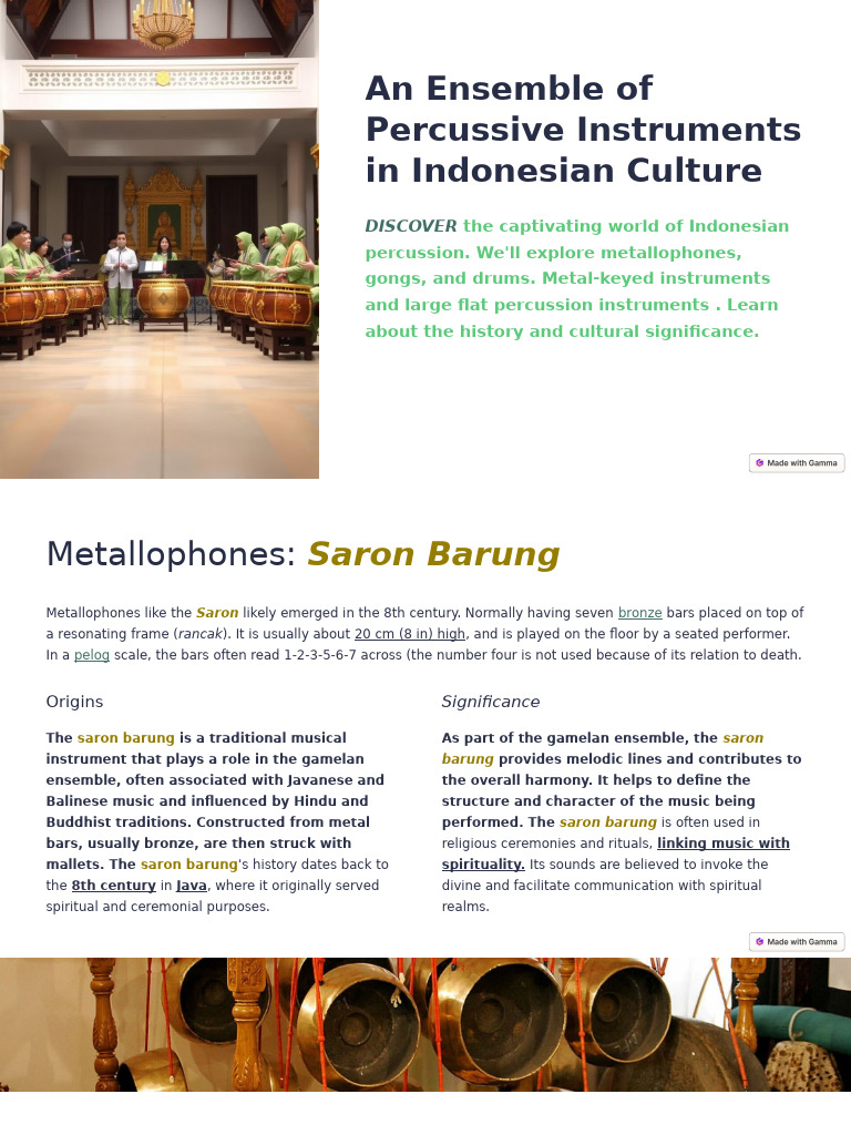 An Ensemble of Percussive Instruments in Indonesian Culture | PDF ...