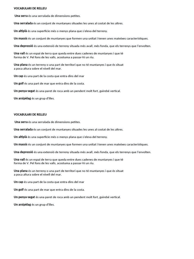 Vocabulari de Relleu | PDF