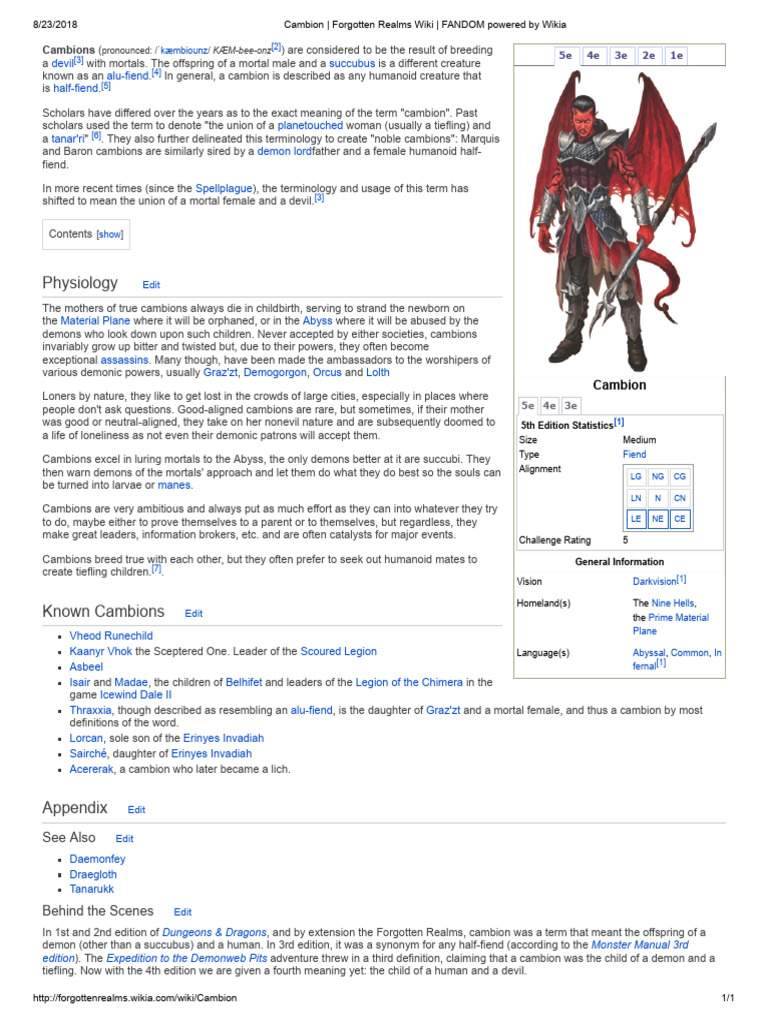 Cambions in Forgotten Realms | PDF | Dungeons & Dragons | D20 System
