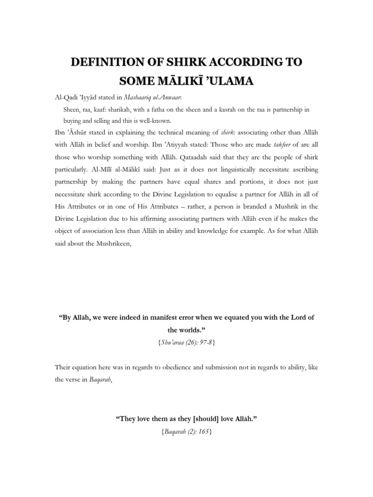 Types of Shirk in Islam Explained | PDF | Muhammad | Hadith