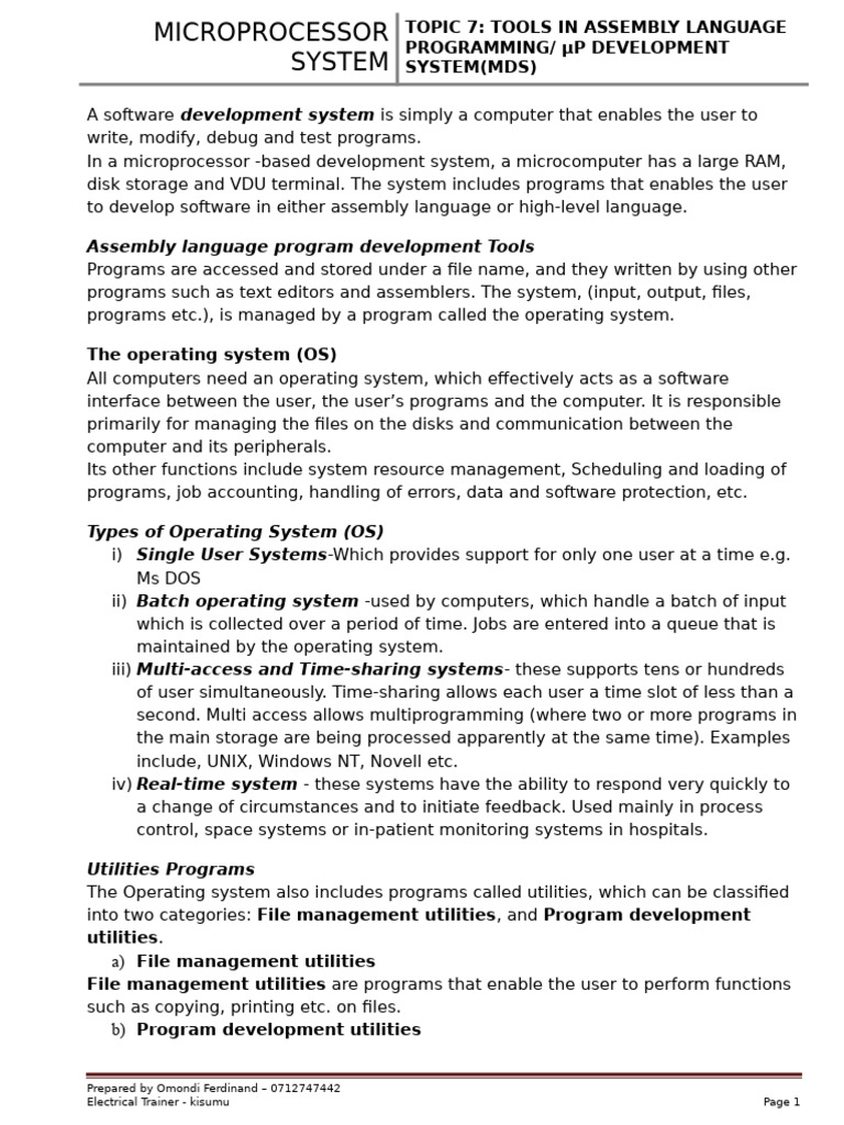 Topic 7 Tools in Assembly Language Programming Develoment System | PDF | Assembly Language ...