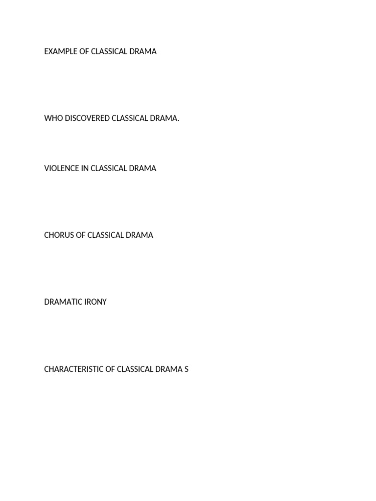 Understanding Classical Drama Elements | PDF