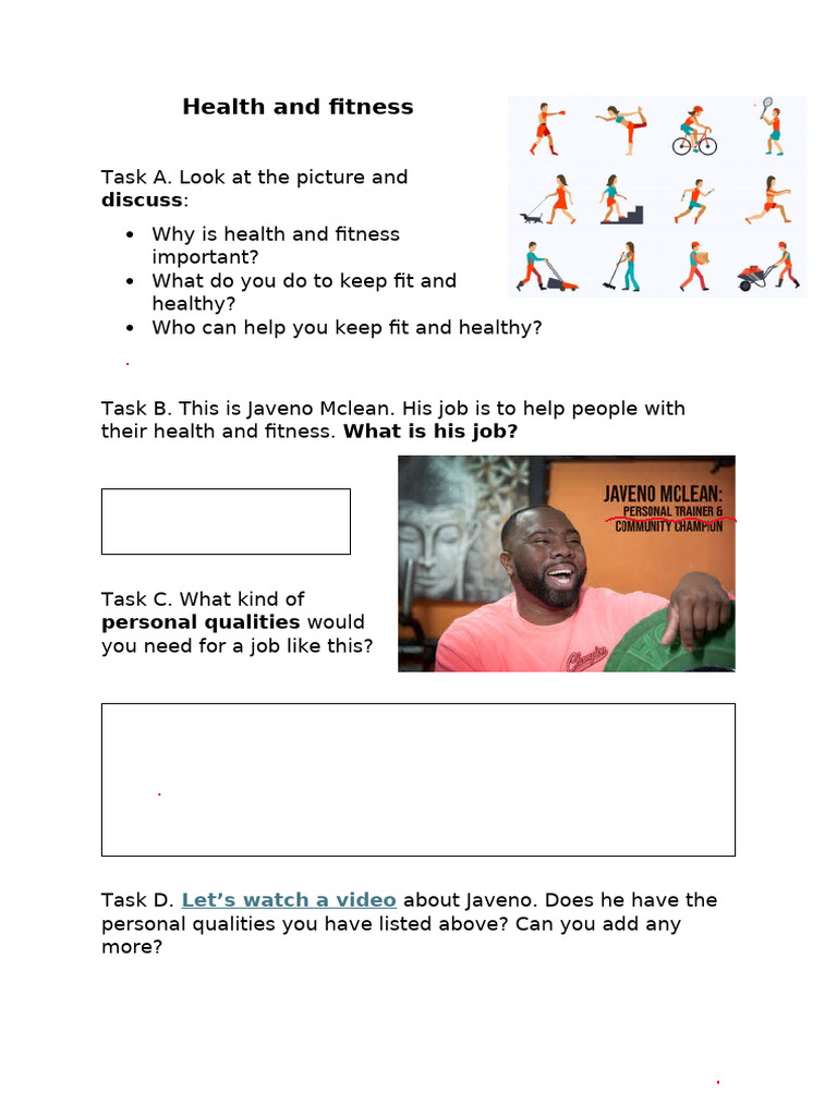 Health and Fitness - Personal Trainer and Conditionals Katherine E3 Work | PDF | Personal ...