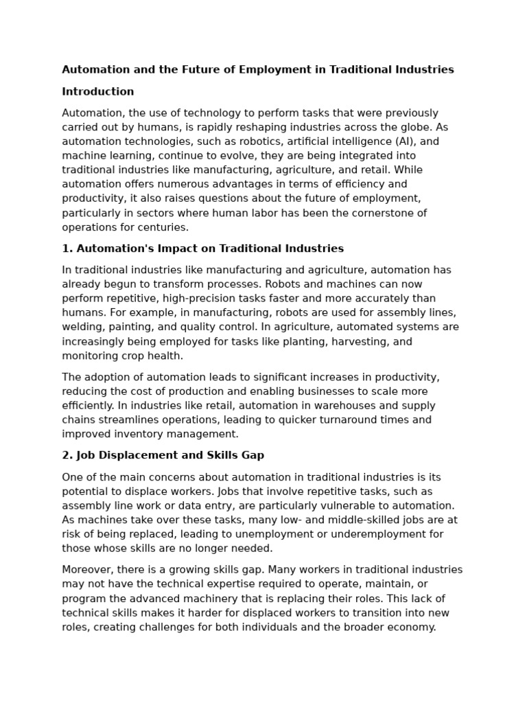 Automation's Impact on Traditional Jobs | PDF | Automation | Employment