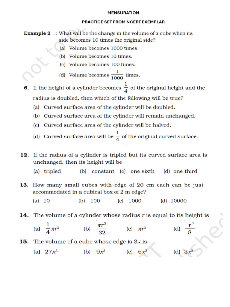 WS-4 Mensuration Prac Set From Ncert Exemplar | PDF