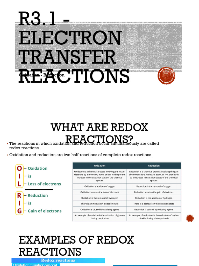 R3.2 - Electron Transfer Reactions | PDF | Redox | Chemical Reactions