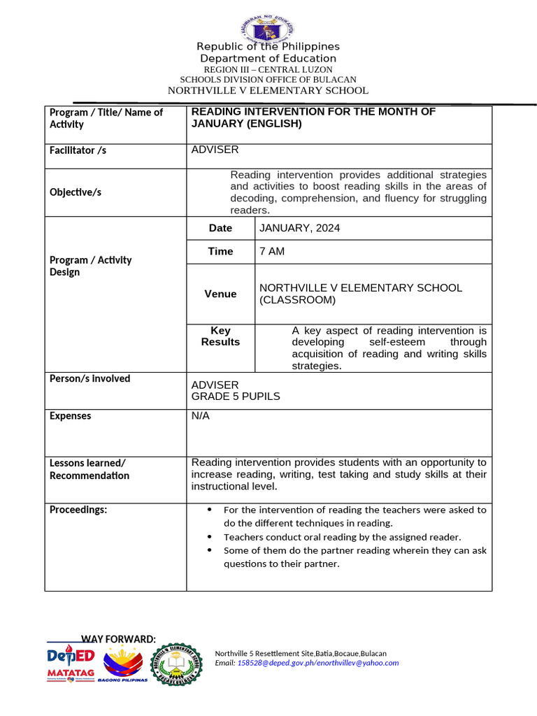 Acr Reading Intervention-January | PDF | Applied Linguistics | Reading ...